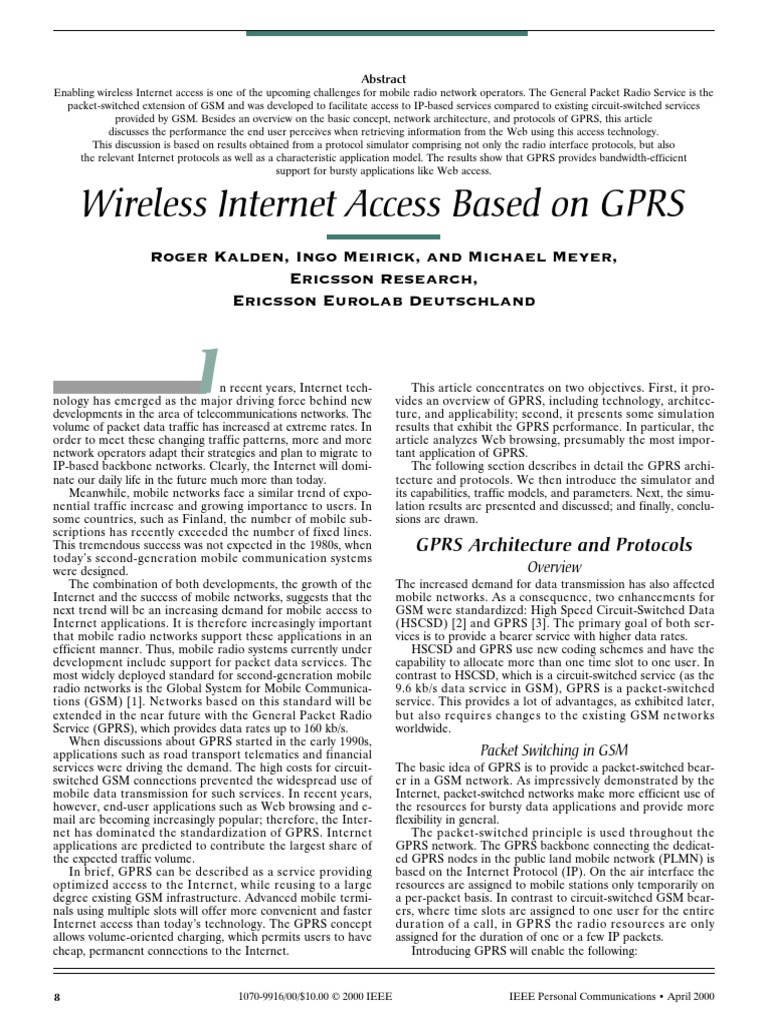 Wireless Access Gprs | PDF | General Packet Radio Service ...