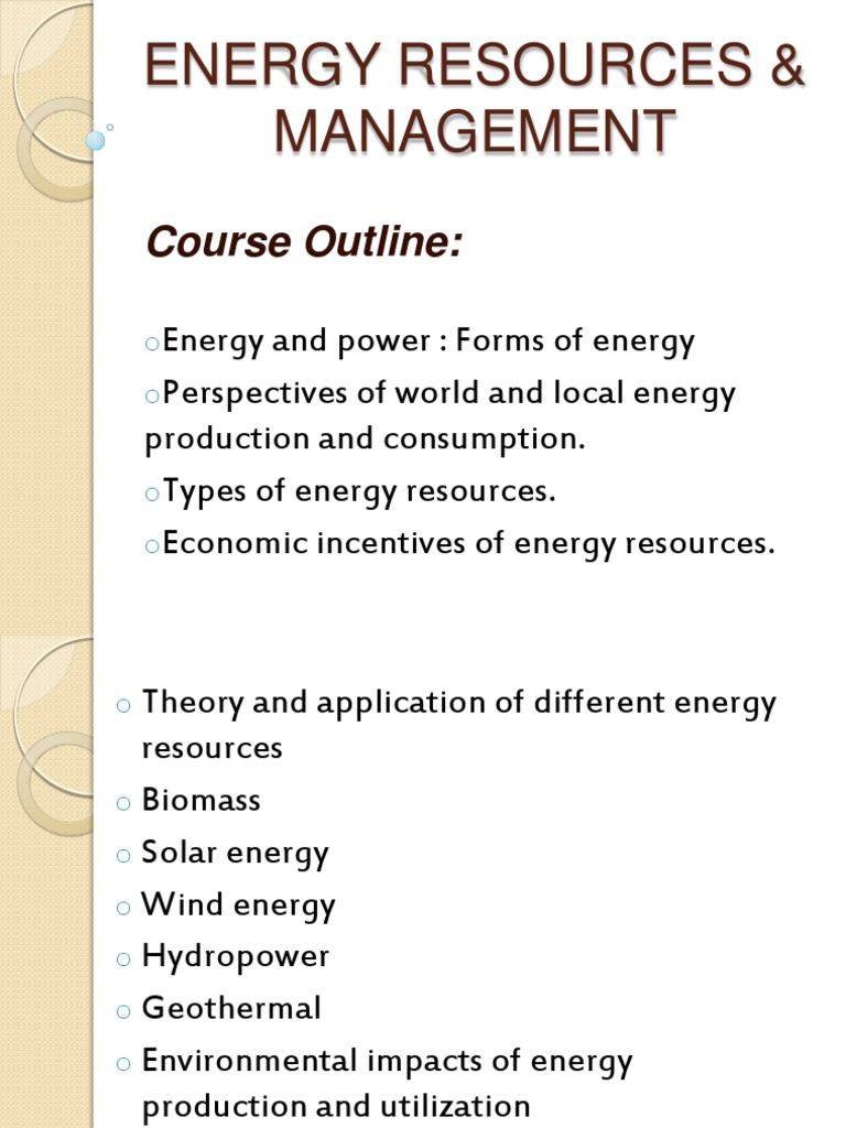 Energy Resources and Management Overview | PDF | Nuclear Physics ...
