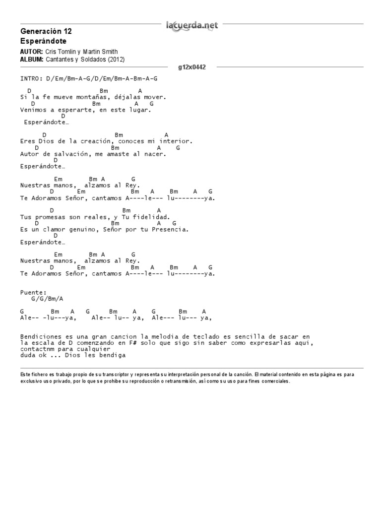 Generación 12, Esperándote - Letra y Acordes | PDF | Estudios de ...