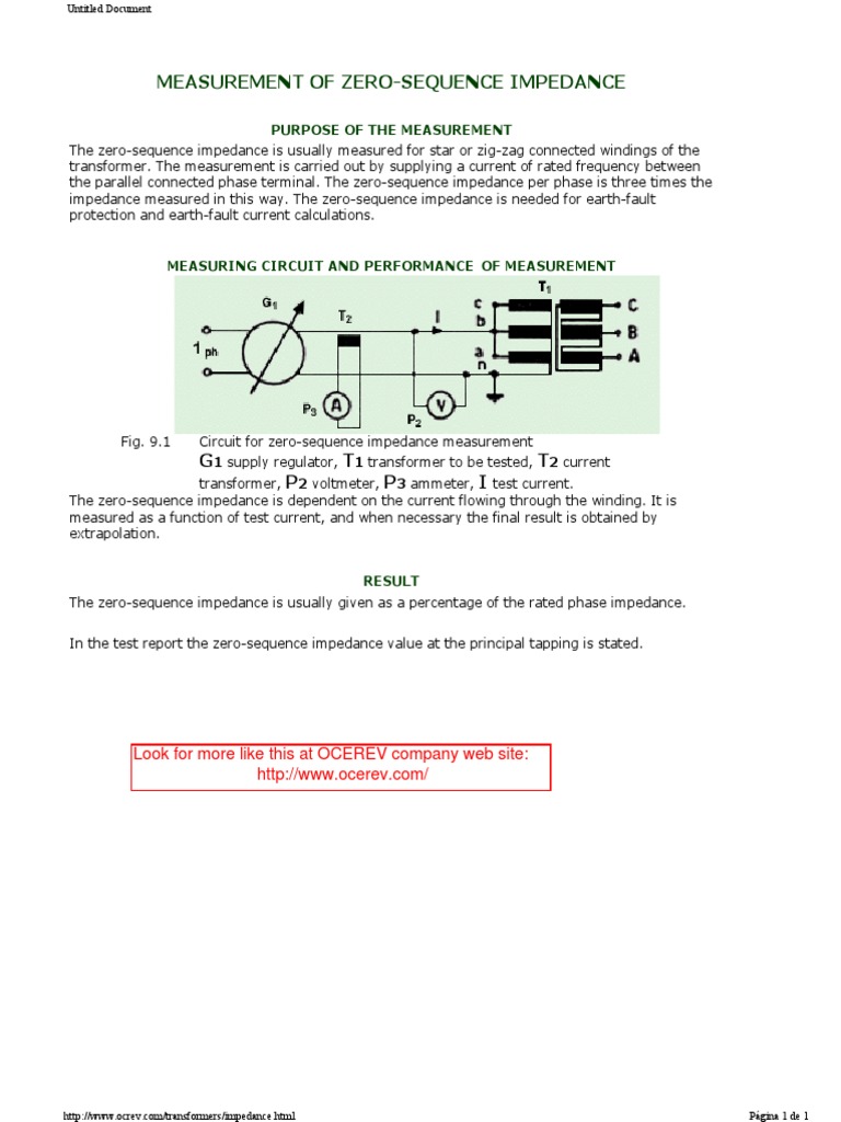 Measurement of Zero-Sequence Impedance | PDF