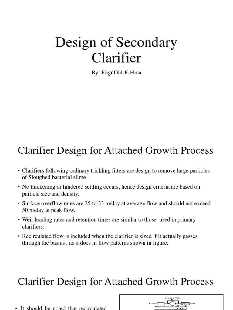 Design of Secondary Clarifier | PDF | Solid | Water Pollution