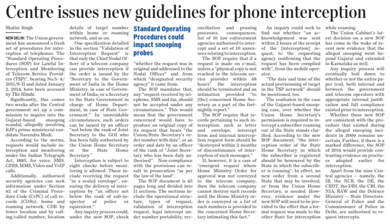 Centre New Guideline On Phone Interception | PDF | Government Of India ...