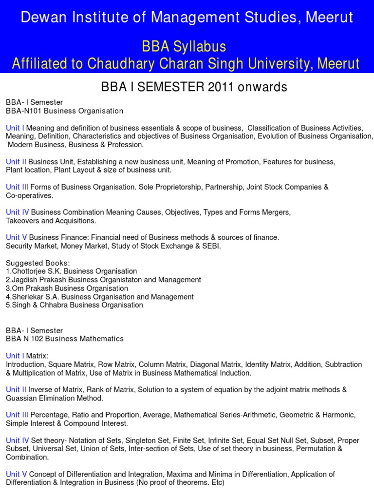 Bba Syllabus | PDF | Monopoly | Economics