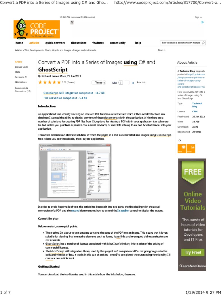 Convert A PDF Into A Series of Images Using C# and GhostScript | PDF | Software | Computing