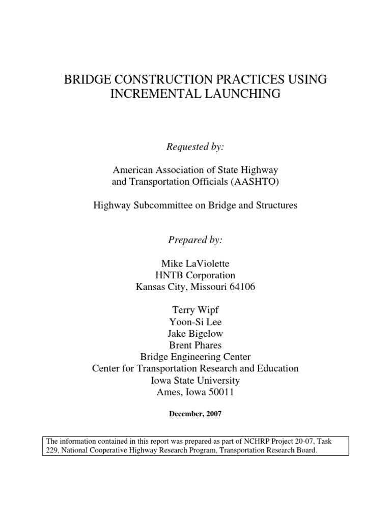 Incremental Launching in Bridge Construction | PDF
