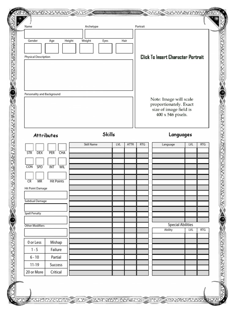 RPG Character Sheet Template | PDF