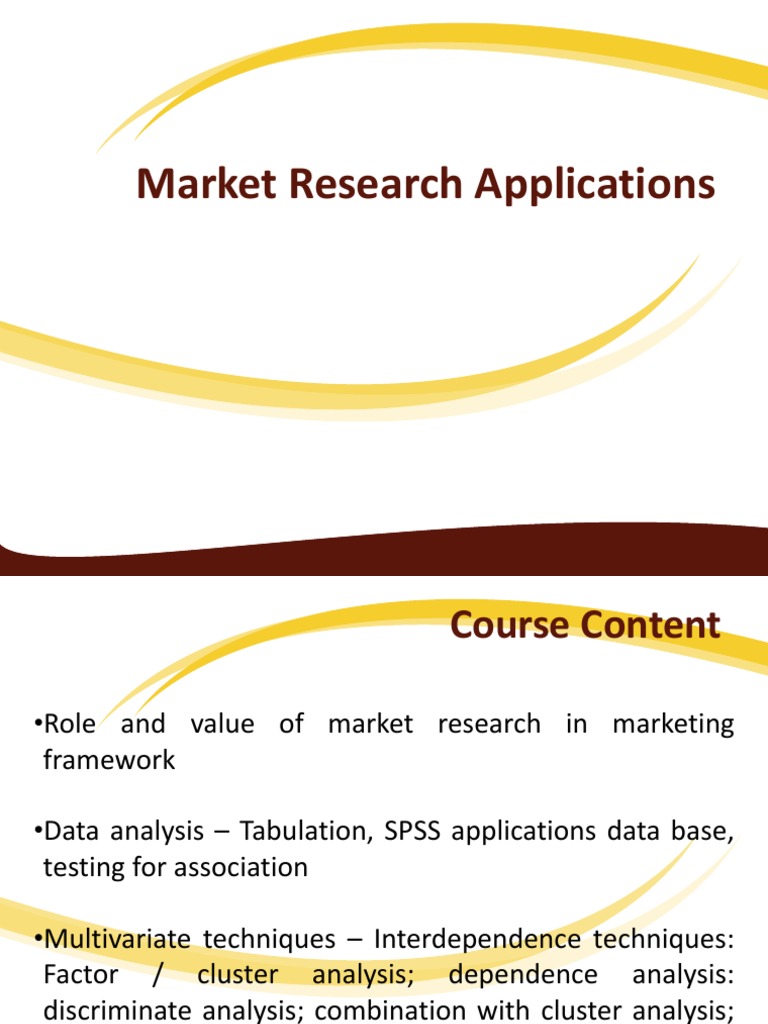 Market Research Applications Lecture 1 | PDF | Research Design | Experiment
