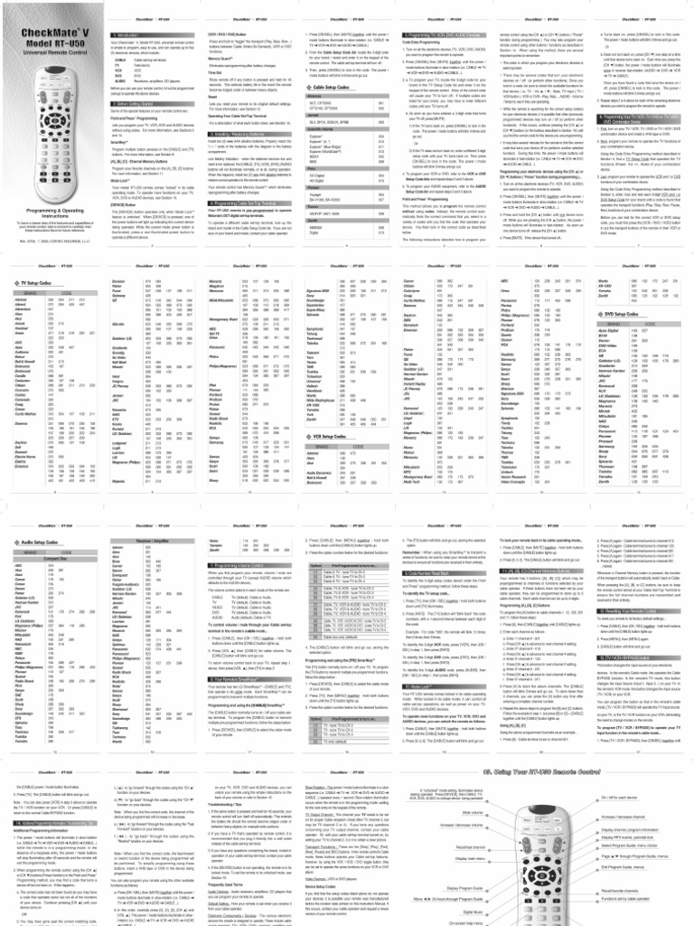 RT-U50 Instruction Manual PDF (06 30 06) | PDF | Remote Control ...