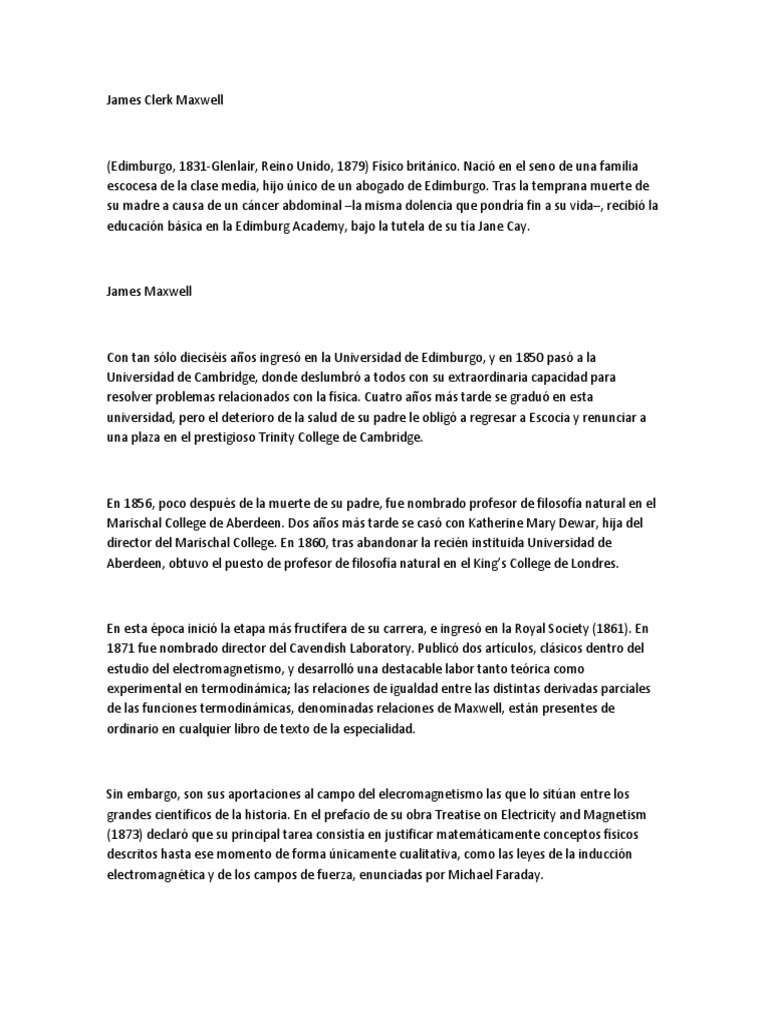 James Clerk Maxwell | PDF | Ecuaciones de Maxwell | Campo magnético