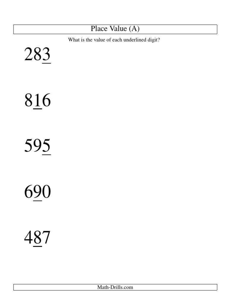 Place Value Worksheet Answers | PDF
