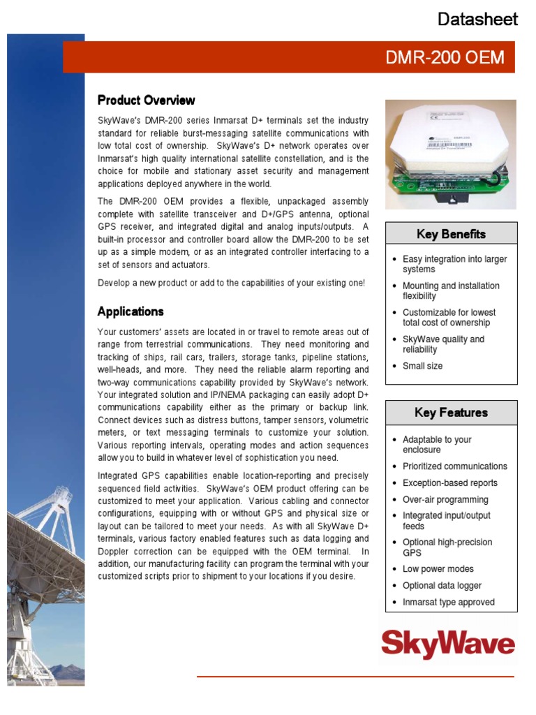 Dmr-200 Oem Datasheet | PDF | Global Positioning System | Computer Network