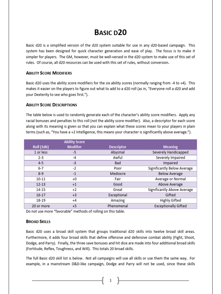 Basic D20 | PDF