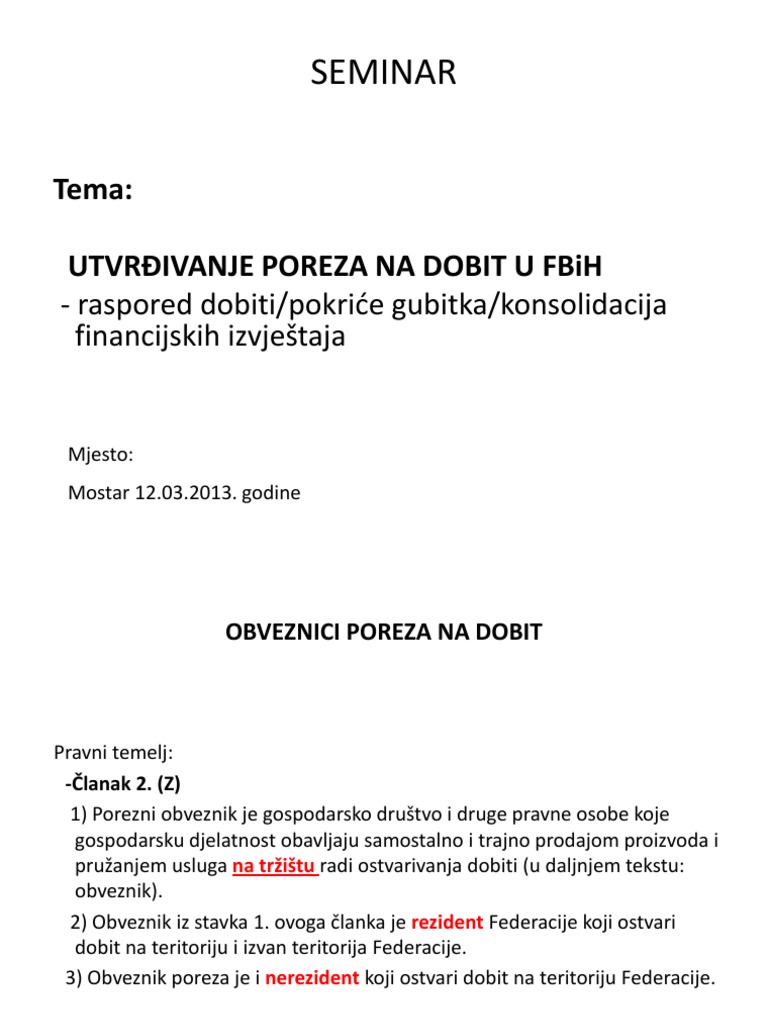 Porez Na Dobit | PDF