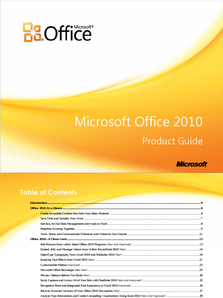 Microsoft Office 2010 Product Guide | PDF