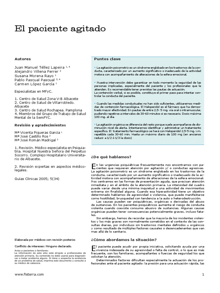 El Paciente Agitado | PDF