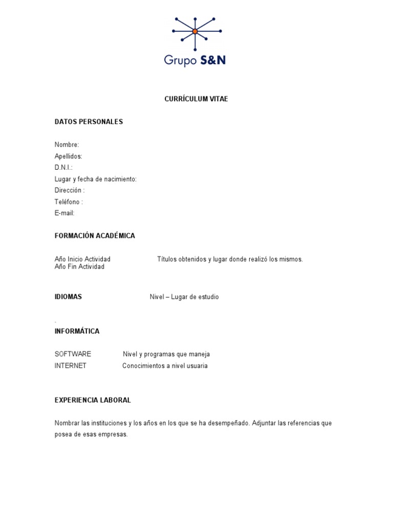 Modelo de Curriculum Vitae | PDF