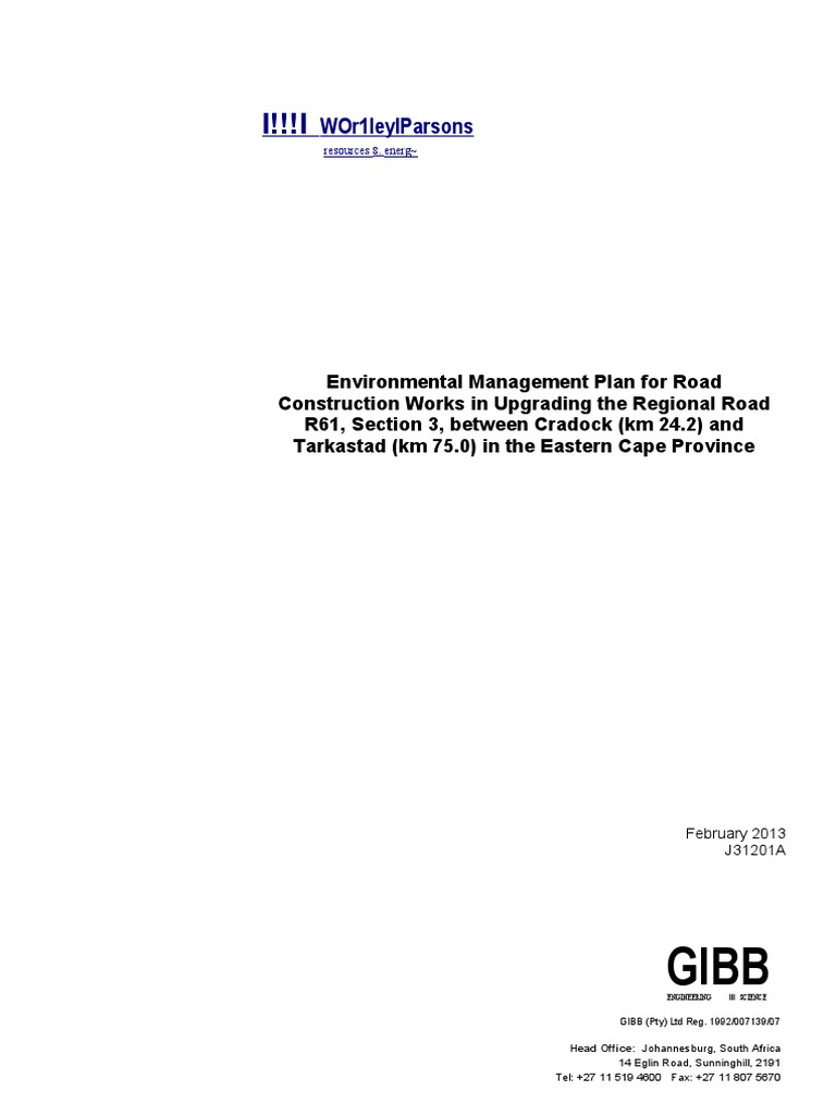G1 Draft Road Construction EMP R61 | PDF | General Contractor | Water ...