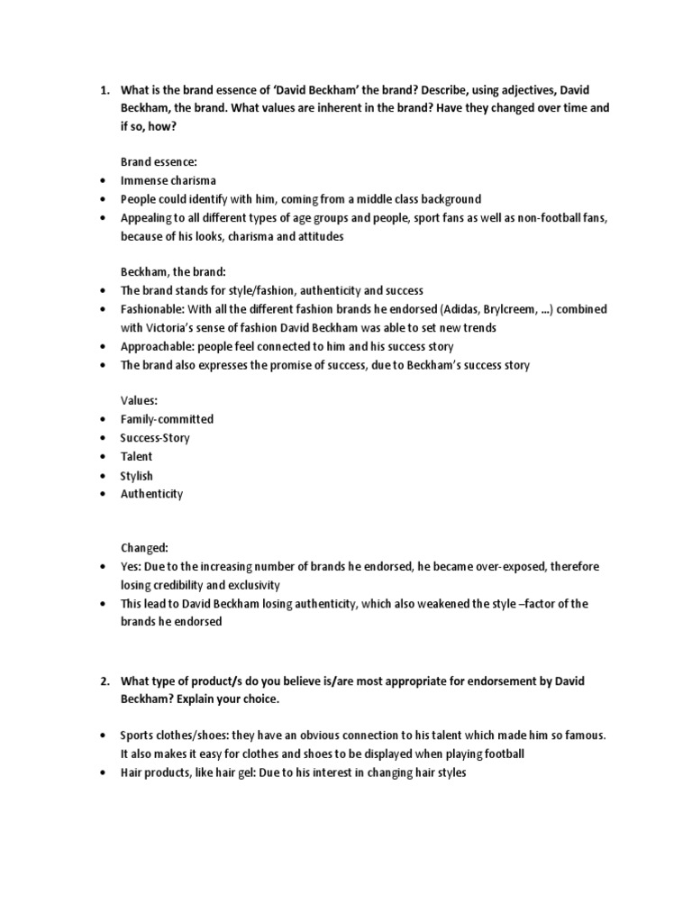 David Beckham: Analyzing the Brand, Values, and Strategic Use of ...