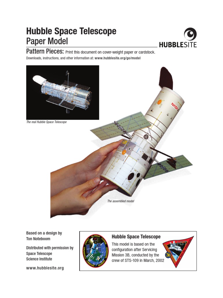 Hubble Space Telescope Paper Model NASA Pattern | Hubble Space ...