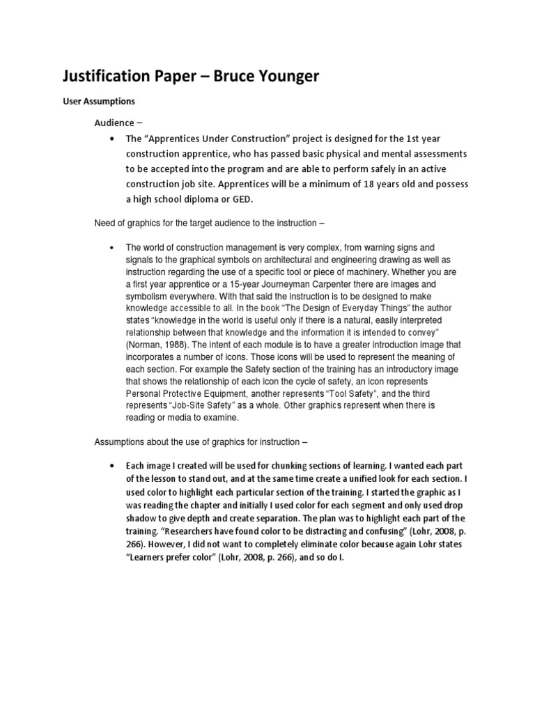 Justification Paper - Bruce Younger: User Assumptions | Download Free ...