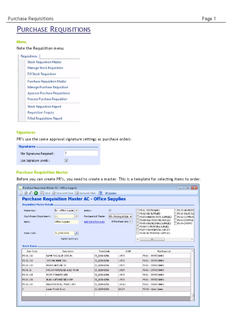 Purchase Requisition Notes | PDF | Computing | Software