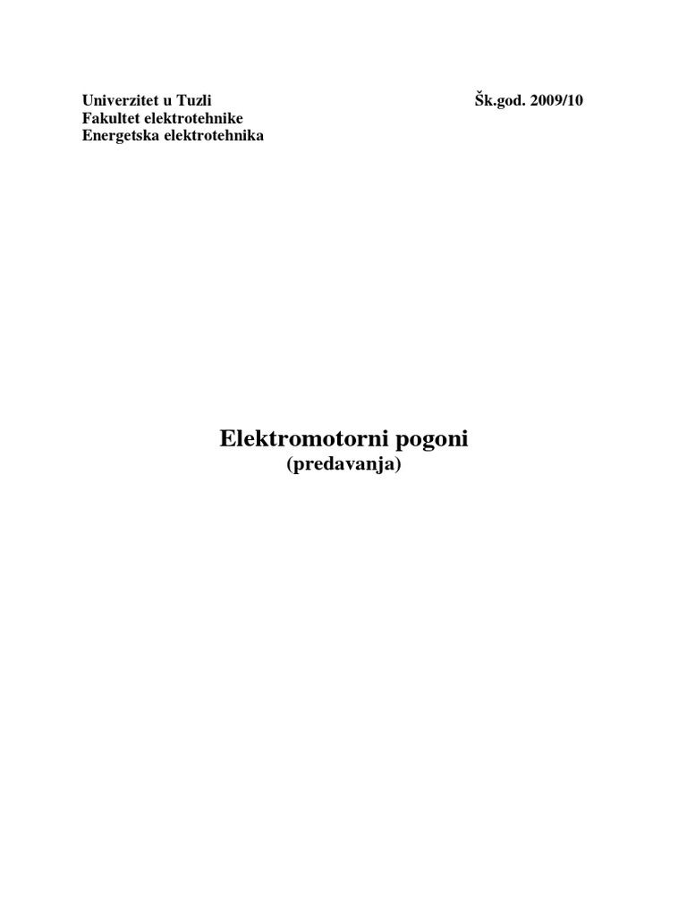 Elektromotorni Pogoni 1 | PDF