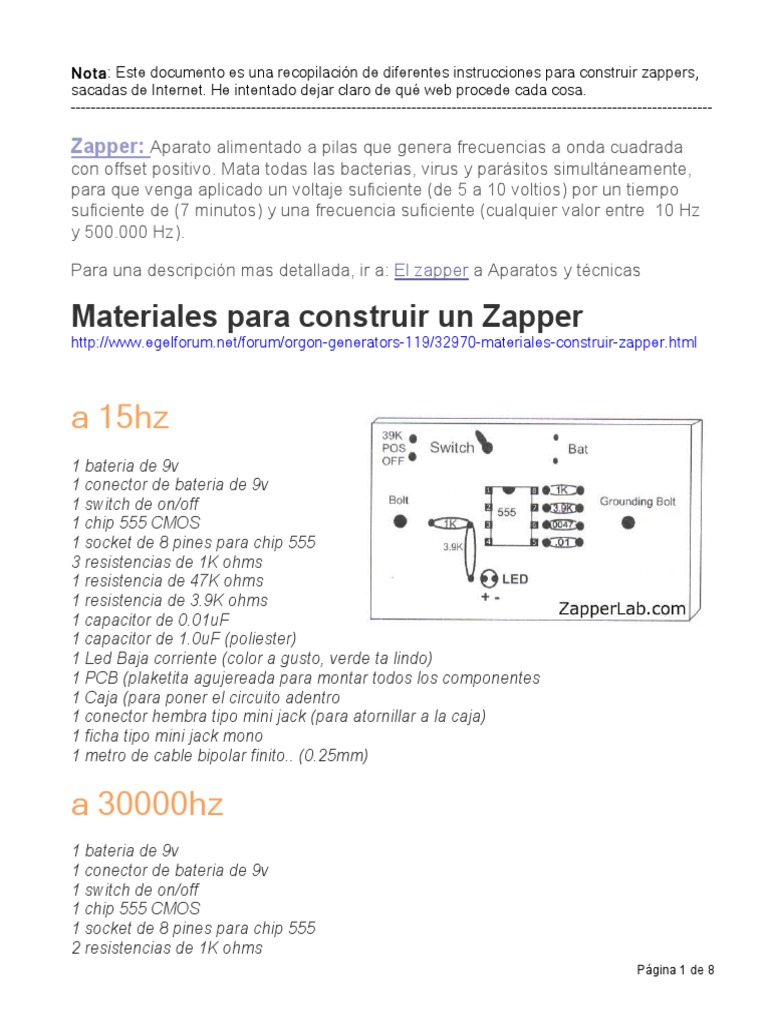 Recopilación de Instrucciones para Construir Zappers | PDF | Energia electrica | Ingenieria ...