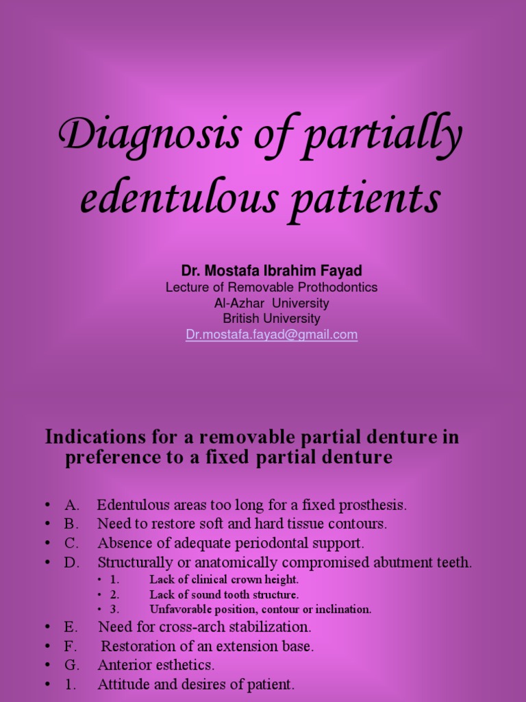 Diagnosis of Partially Edentulous Patient | PDF | Dental Implant ...