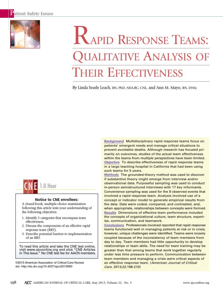 Rapid Response Qualitative | PDF | Nursing | Leadership