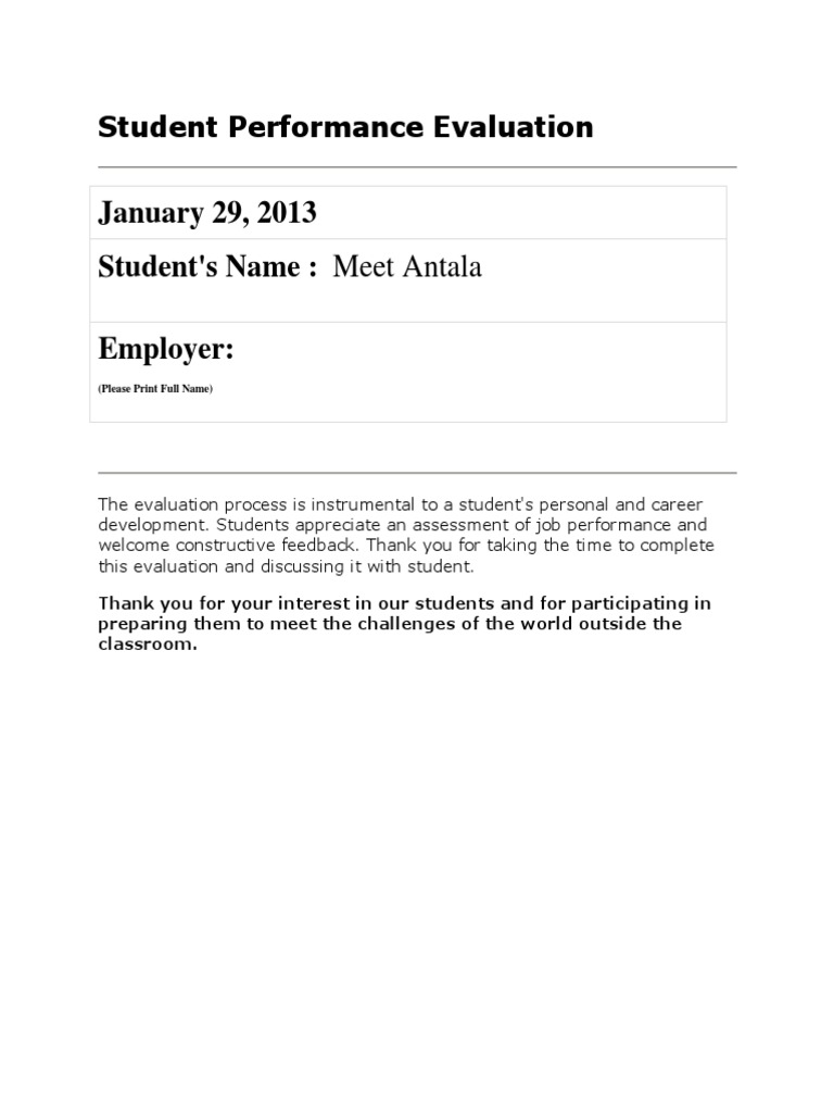 Student Performance Evaluation Guide | PDF | Performance Appraisal ...