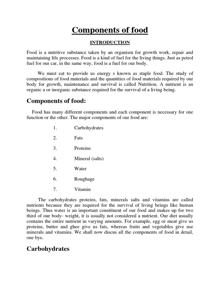 Components of Food | PDF | Carbohydrates | Dietary Fiber