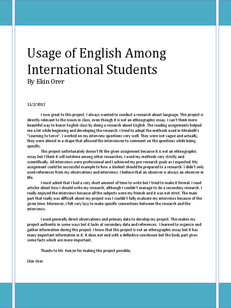 Usage of English | PDF | English Language | International Student