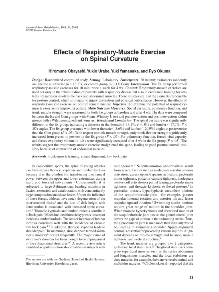 Effects of Respiratory-Muscle Exercise On Spinal Curvature | PDF ...