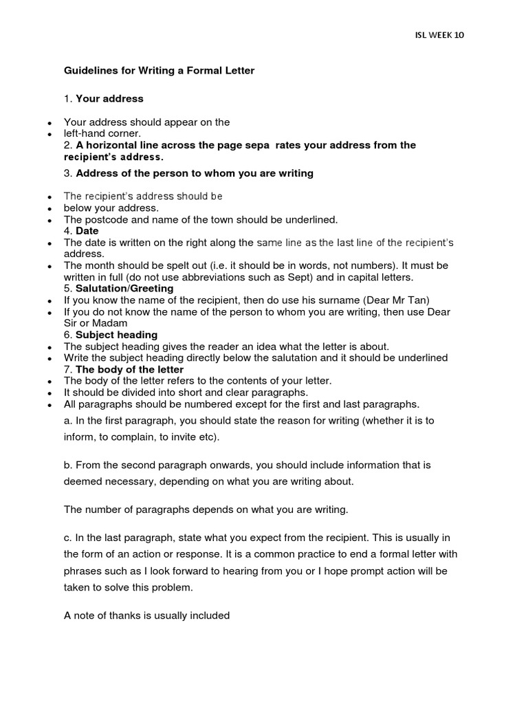 Guidelines For Writing A Formal & Informal Letter | PDF | Text | Semiotics