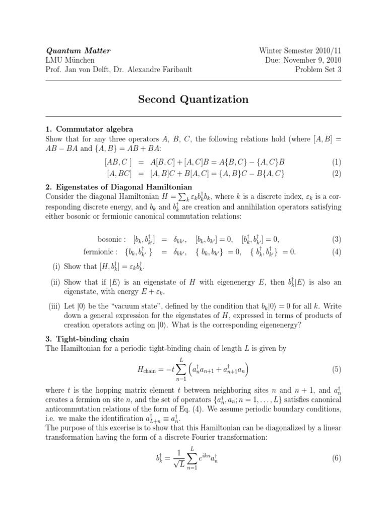Second Quantization: K K K K K K K | PDF | Spin (Physics) | Condensed Matter Physics