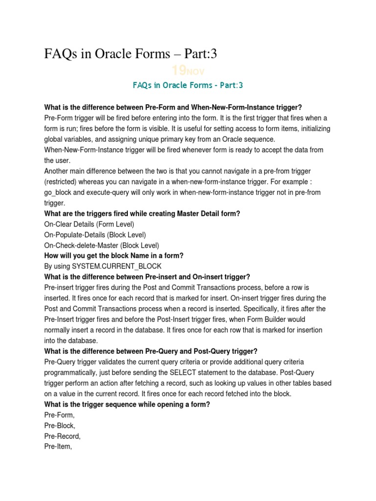 Faqs In Oracle Forms Pdf Plsql Class Computer Programming