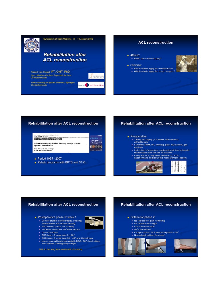 Rehabilitation After Acl Reconstruction Pdf Knee Physical Therapy