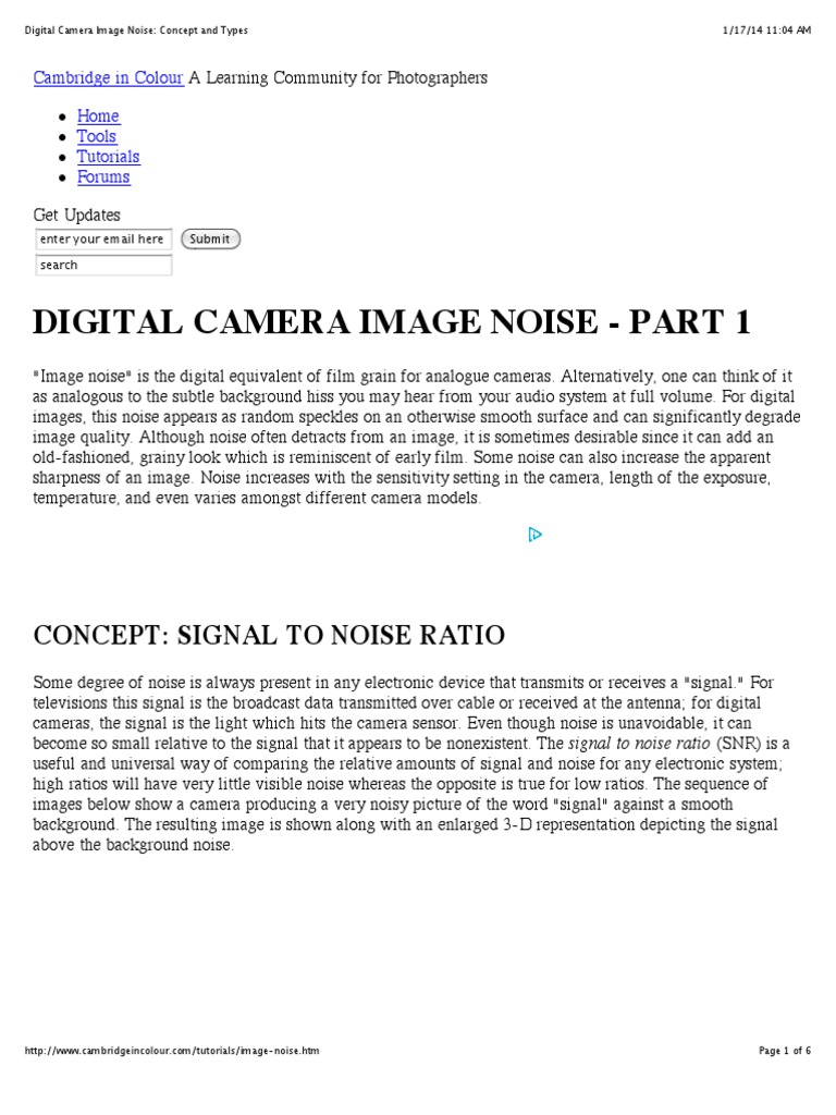 Digital Camera Image Noise: Concept and Types | PDF | Technology ...