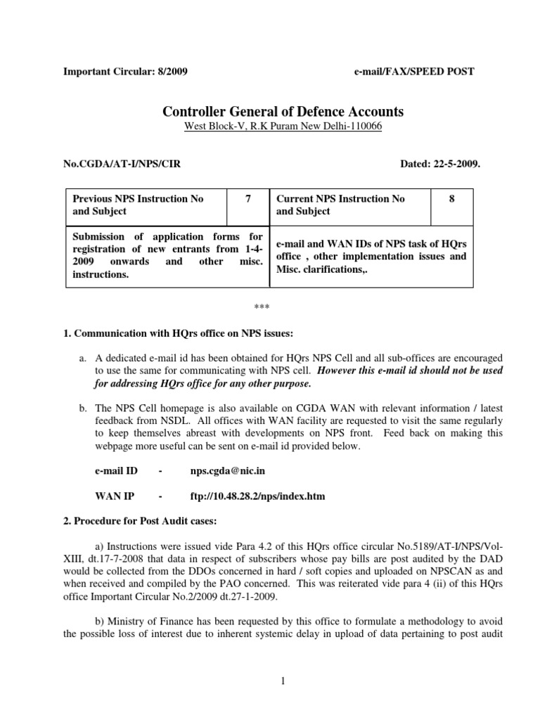 Controller General of Defence Accounts: For Addressing Hqrs Office For ...