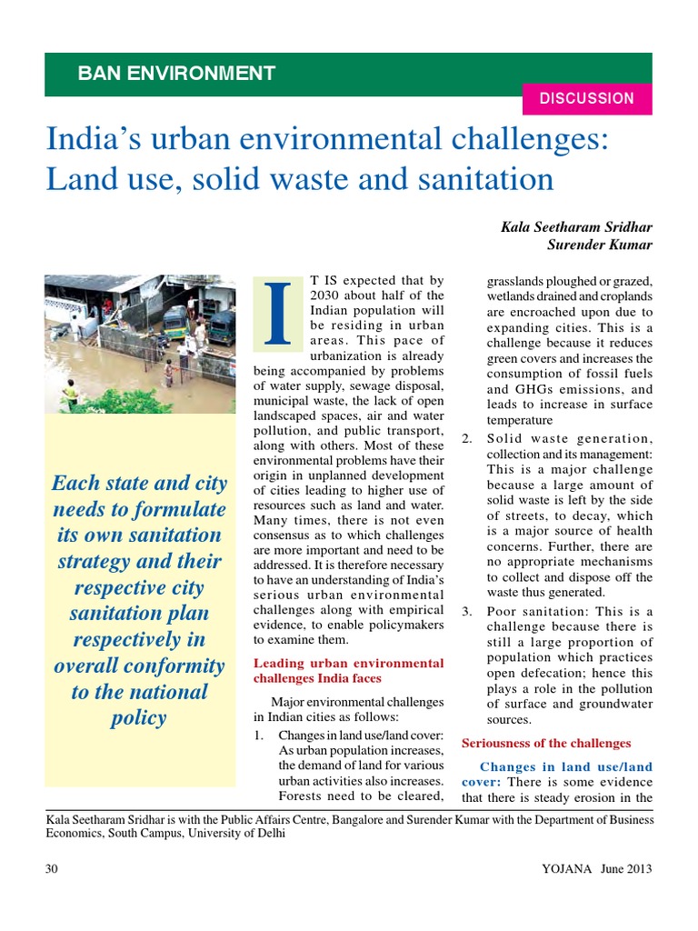 Urban Environmental Challenges Yojana June 2013 | PDF | Sanitation ...