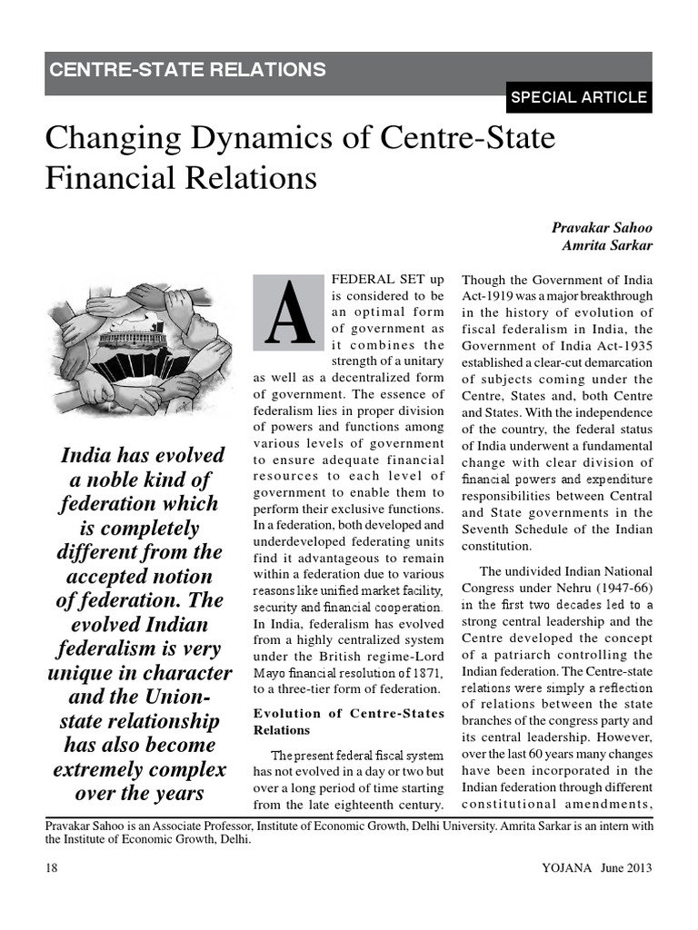 Centre State Financial Relations Yojana June 2013 | PDF | Fiscal Policy ...