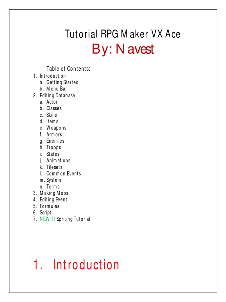 Tutorial RPG Maker VX Ace | PDF