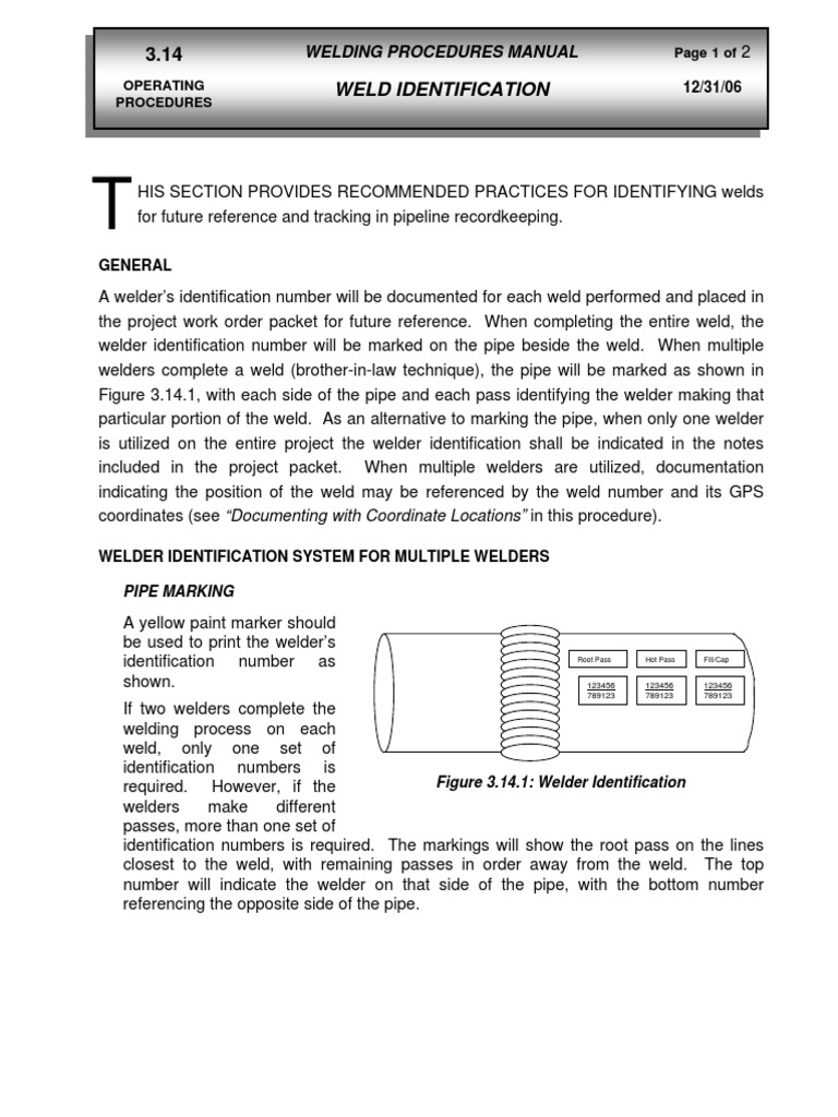 Weld Identification: Welding Procedures Manual | PDF | Welding ...