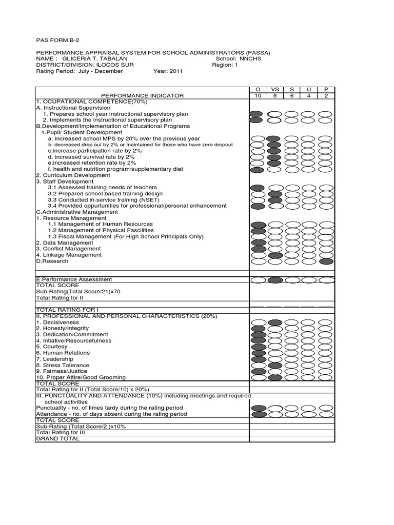 PAS FORM B-2 Performance Appraisal | PDF | Quality Of Life | Cognition