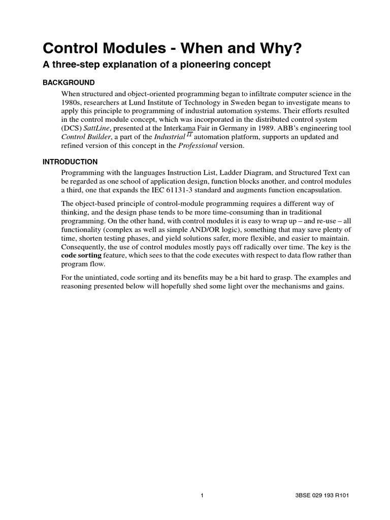 3BSE029193R101 - en Control Module - When and Why - Article | PDF ...