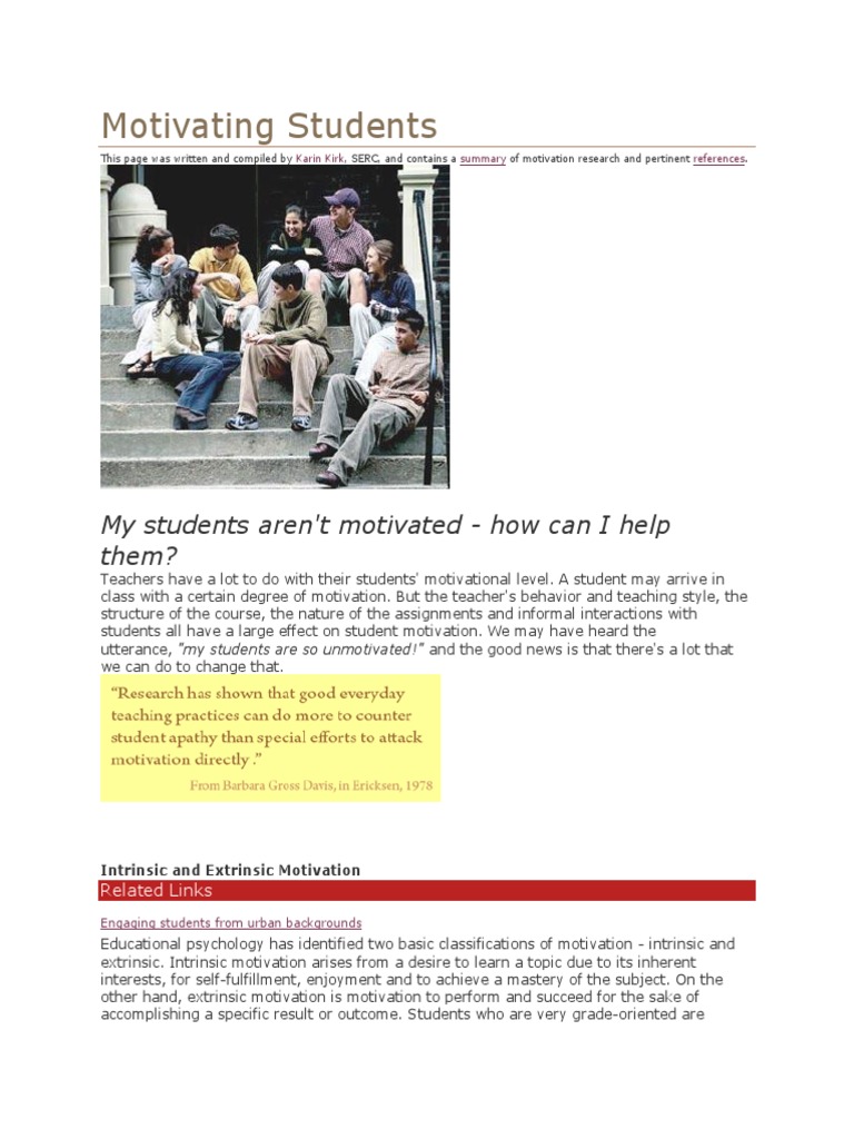 Strategies for Increasing Student Motivation in the Classroom Through ...
