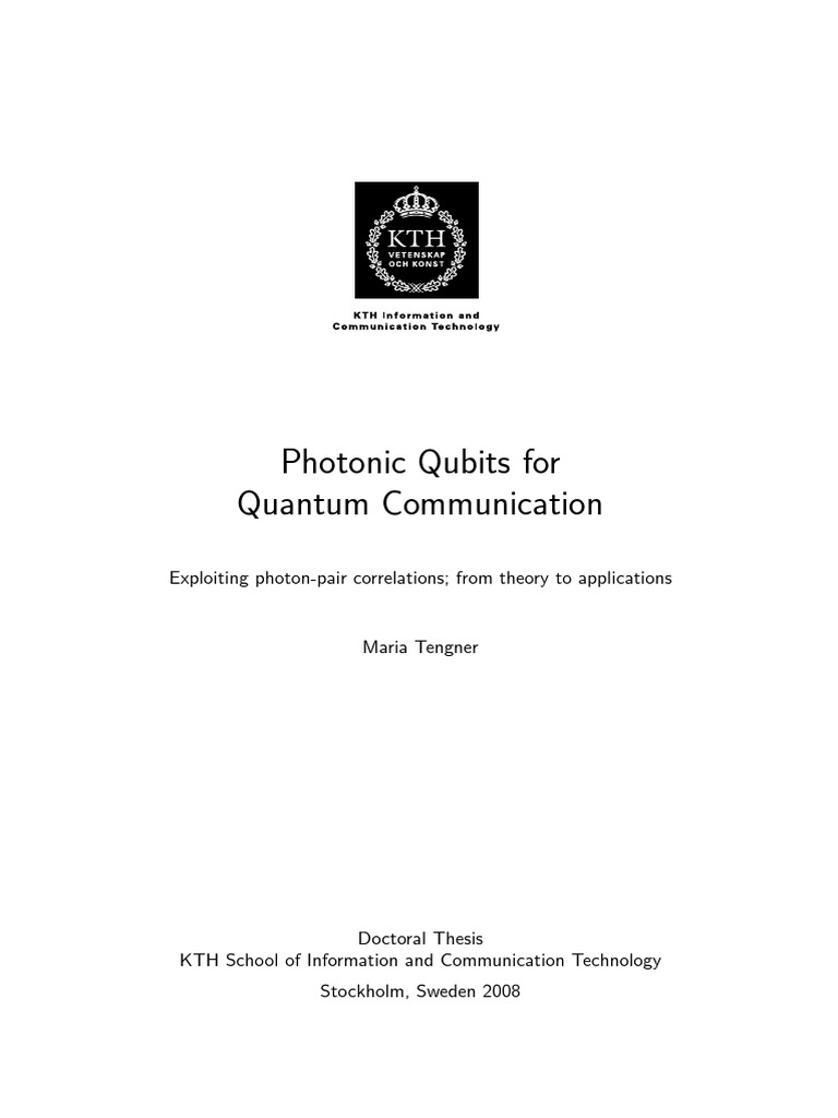 Photonic Qubits For | PDF | Nonlinear Optics | Light