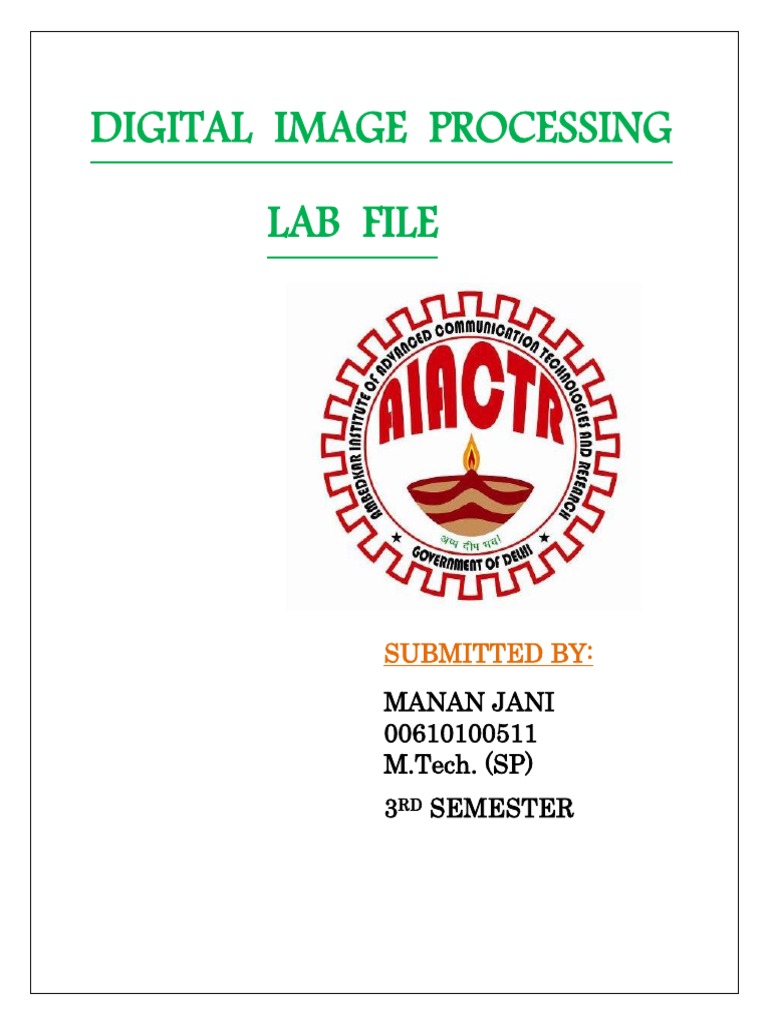 Digital Image Processing Lab Report | PDF