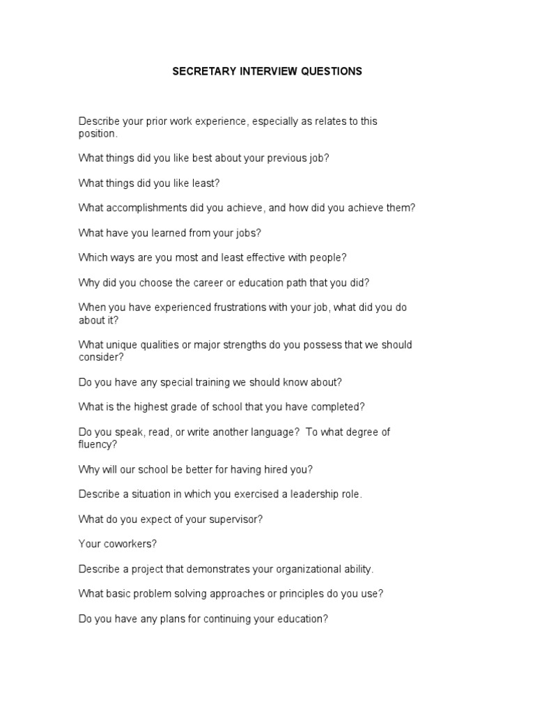 Secretary Questions | PDF