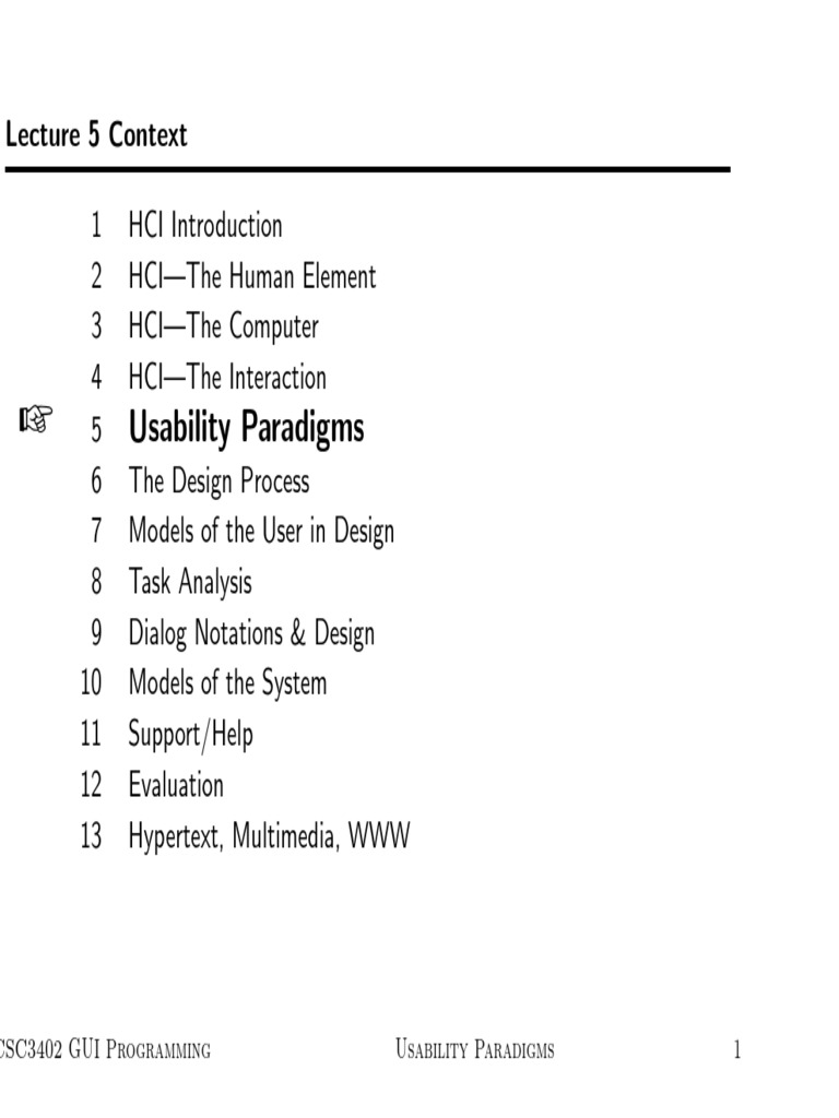 CSC3402 GUI Programming Usability Paradigms 1 | PDF | Graphical User Interfaces | Usability